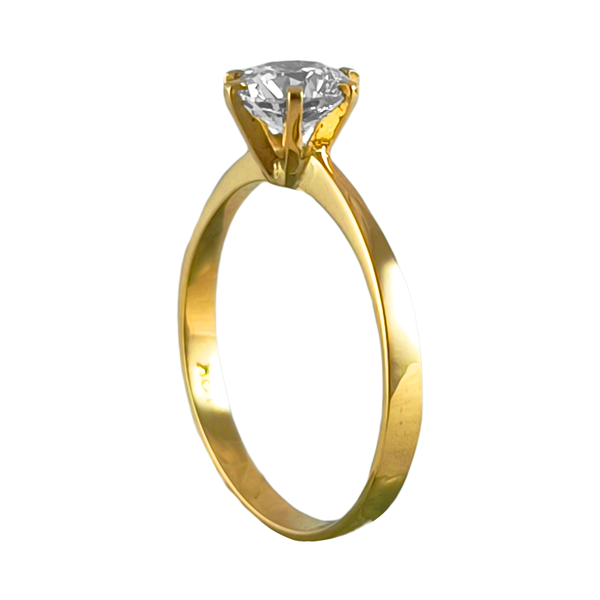 Solitario de oro amarillo estilo italiano simple con piedra circón ...